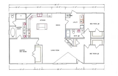 3 Bedroom Floor Plan: MD-52 - Hawks Homes