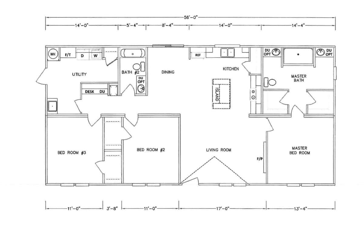 3 Bedroom Floor Plan: MD-2860LS - Hawks Homes